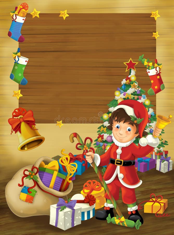 The Happy Christmas Frame - Illustration for the Children Stock ...