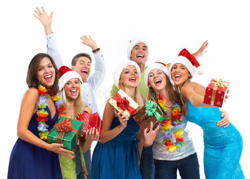 Happy Christmas People Group. Stock Image - Image of group, body: 35580017