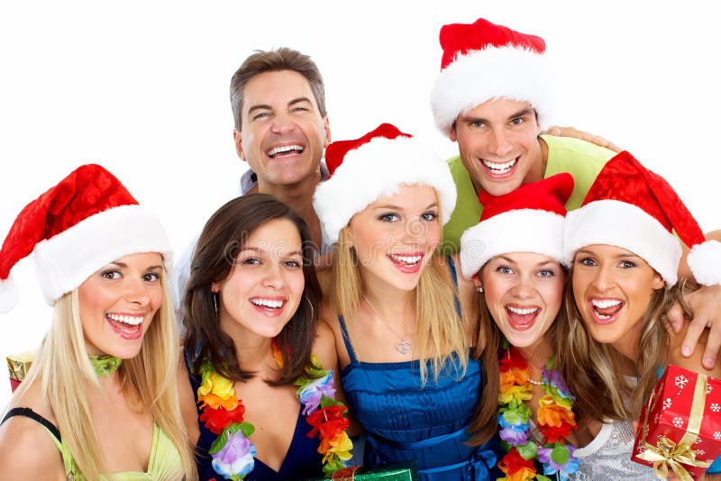 Happy Christmas People Group. Stock Photo - Image of group, body: 35580024