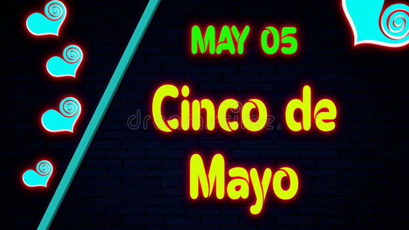 Happy Cinco De Mayo, May 05. Calendar of May Neon Text Effect, Design ...