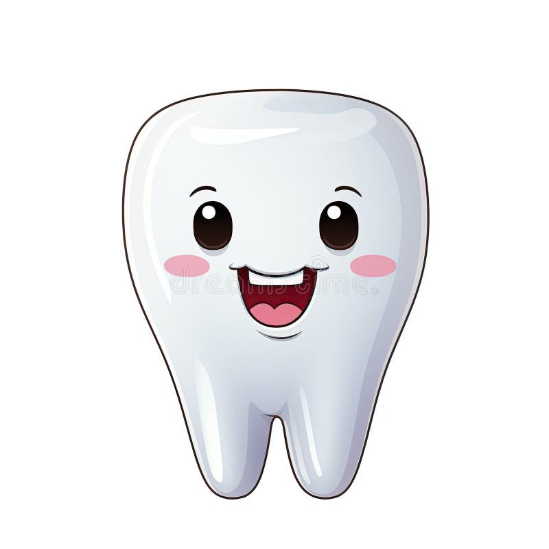Happy Clean Tooth on White Isolated Background. Cartoon Character Stock ...