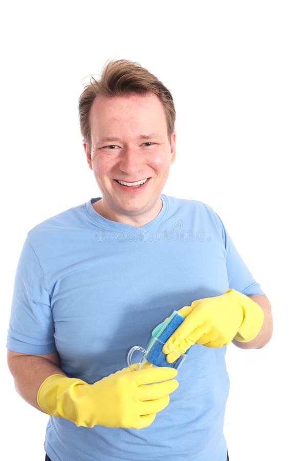 Happy cleaner stock photo. Image of handsome, cleaning - 41138780