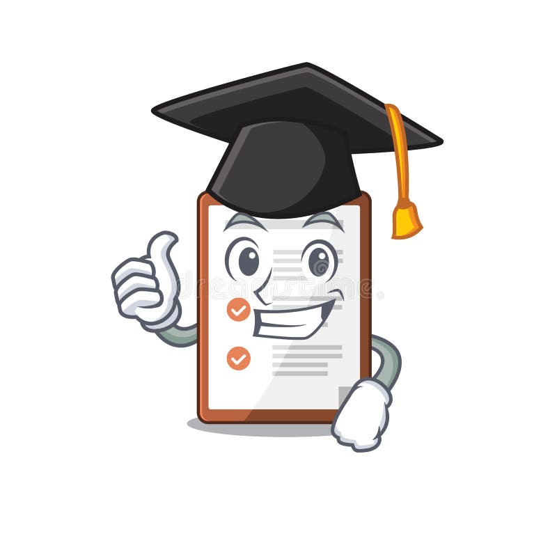 Happy Clipboard Scroll Wearing a Black Graduation Hat Stock Vector ...