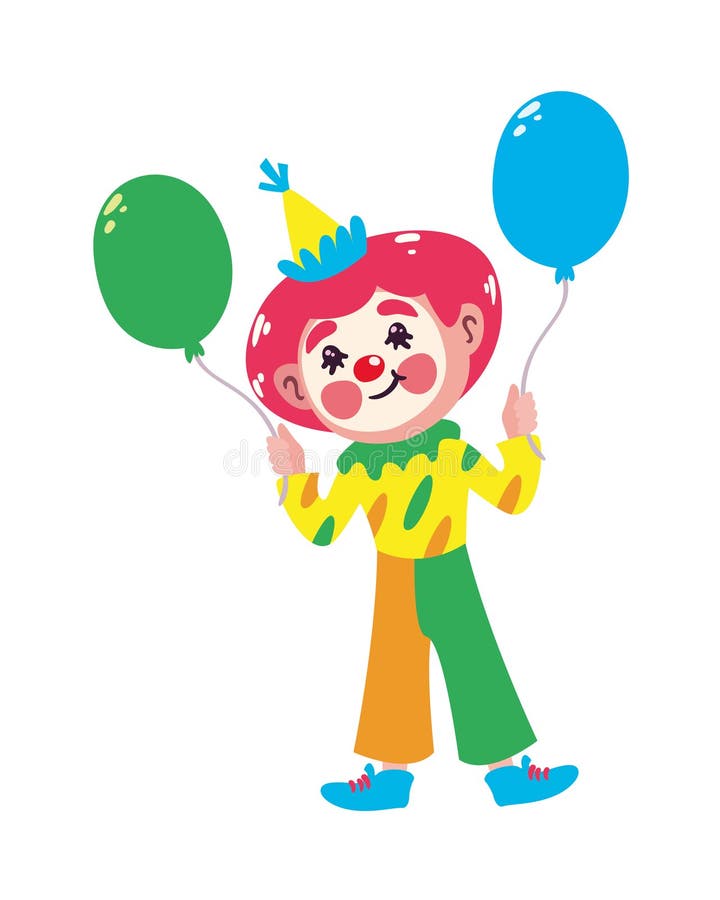 Happy Clown Cartoon with Balloons Stock Vector - Illustration of smile ...