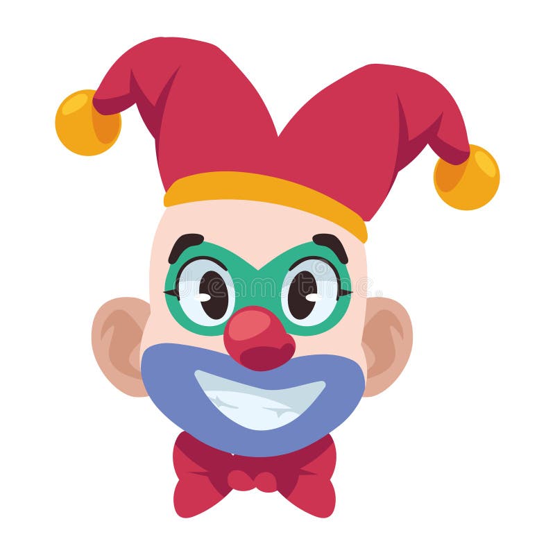Happy clown head with hat stock vector. Illustration of entertainment ...