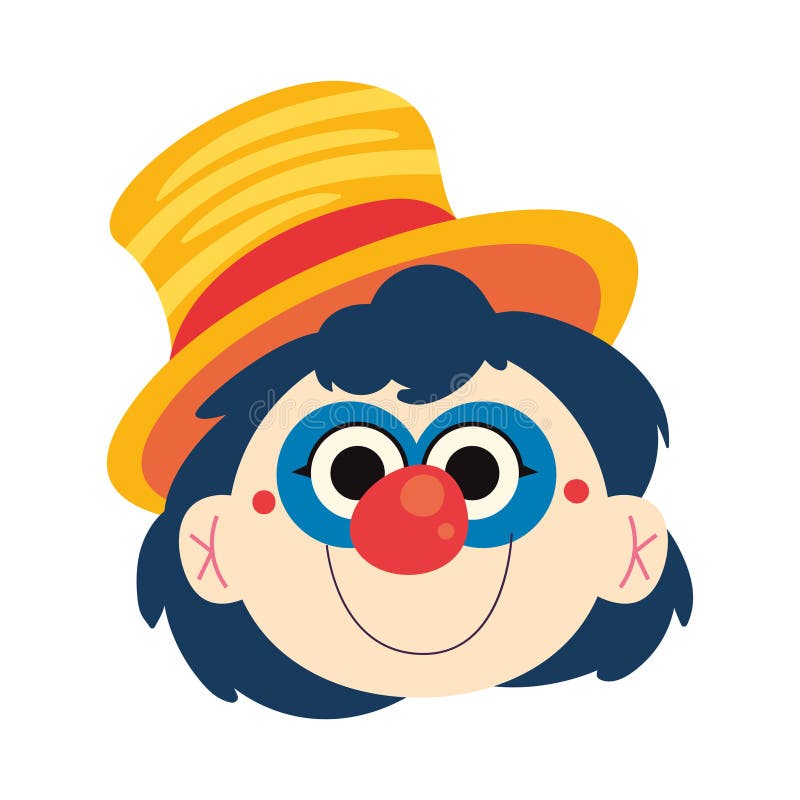 Happy Clown Head and Top Hat Stock Vector - Illustration of festival ...