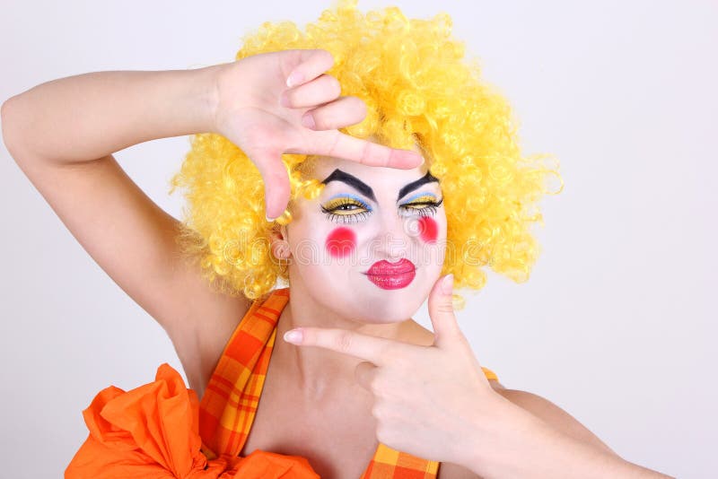 Closeup of Female Clown stock photo. Image of isolated - 1578168
