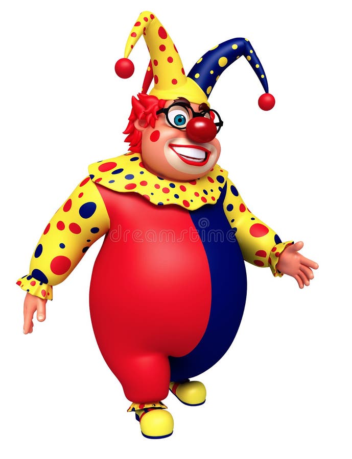 Happy Clown with Walking Pose Stock Illustration - Illustration of ...