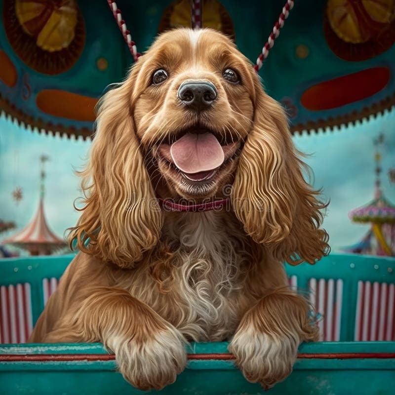 Happy Cocker Spaniel Dog Sitting at the Carnival Image Generative AI ...