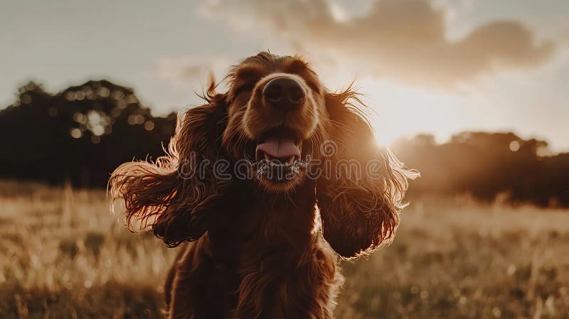 Happy Cocker Spaniel Sunset Park Playful Pet Stock Photos - Free ...