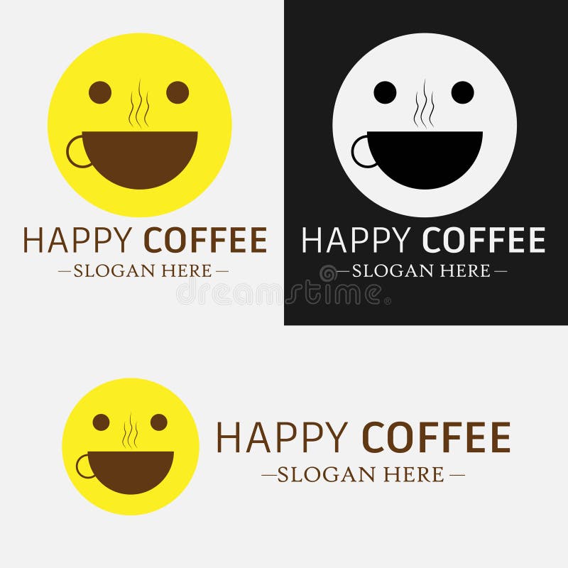 Happy Coffee logo design stock vector. Illustration of emotion - 176354519