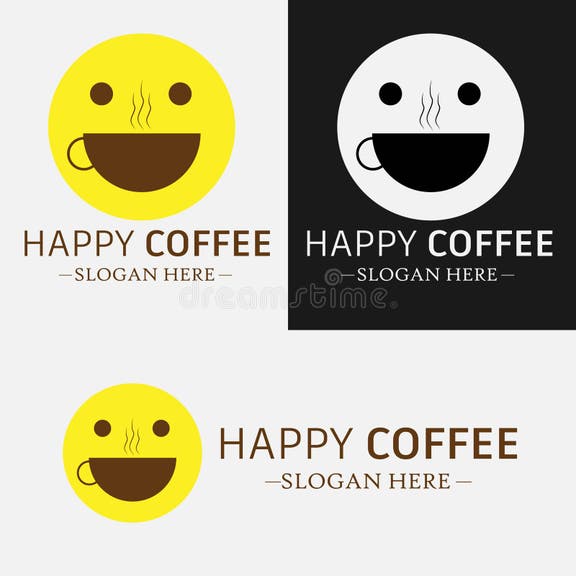 Happy Coffee logo design stock vector. Illustration of emotion - 176354519