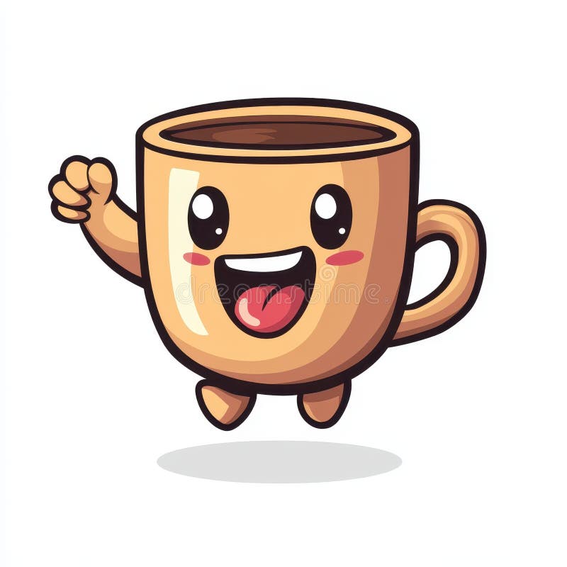 Happy Coffee Cup Cartoon Character Jumping Joyfully Stock Illustration ...