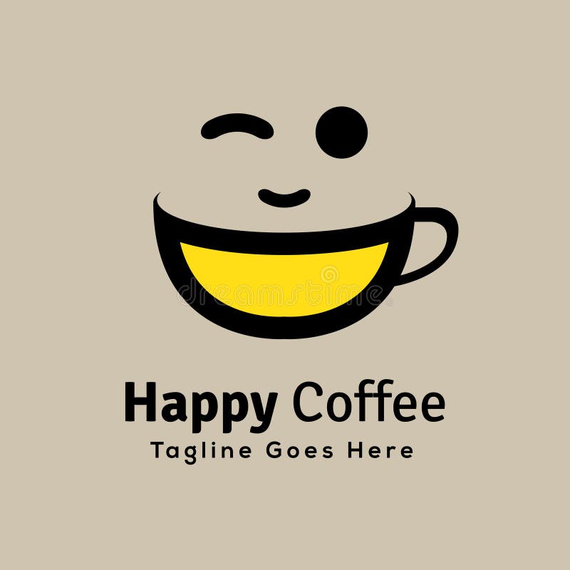 Happy coffee cup logo stock vector. Illustration of cartoon - 163744924