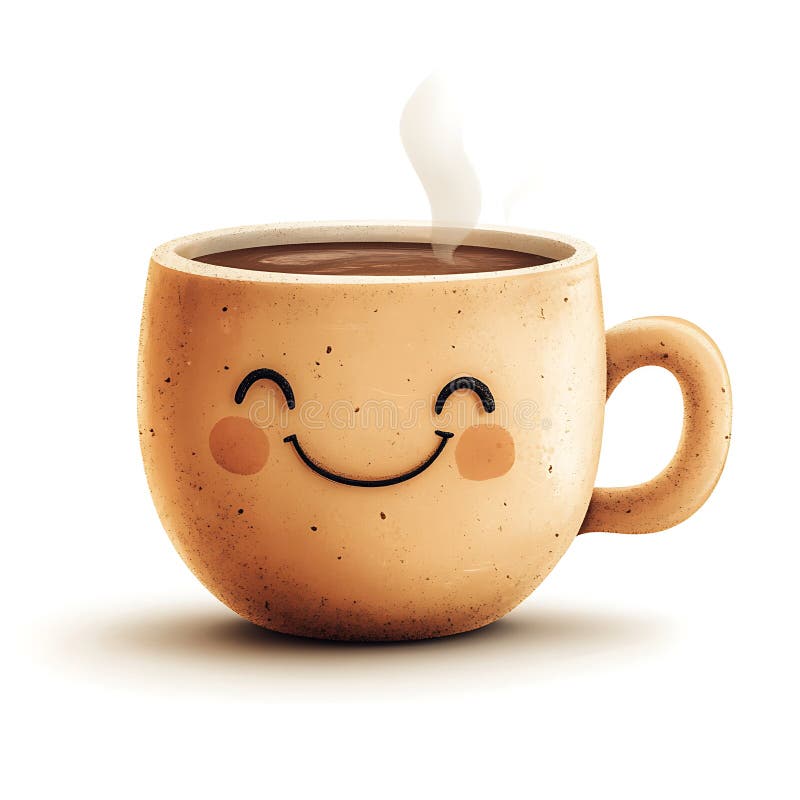 Happy Coffee Cup with Smiling Face Design Stock Illustration ...