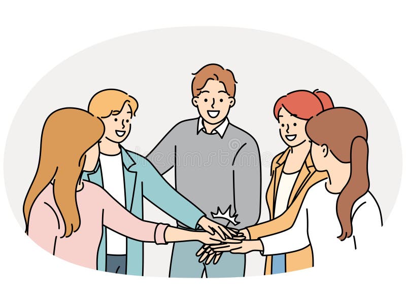 Happy Colleagues Stack Hands Involved in Teambuilding Stock Vector ...