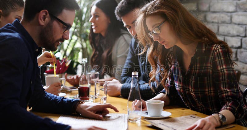 Happy Colleagues from Work Socializing in Restaurant Stock Image ...