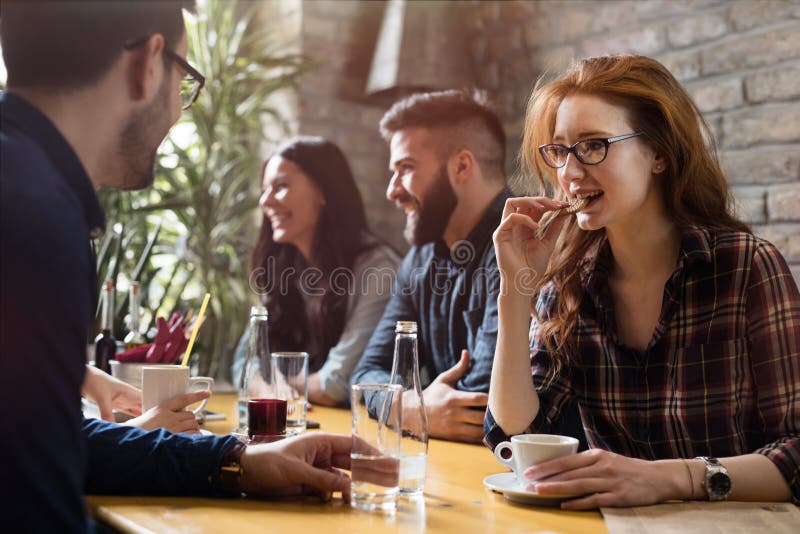 Happy Colleagues from Work Socializing in Restaurant Stock Image ...