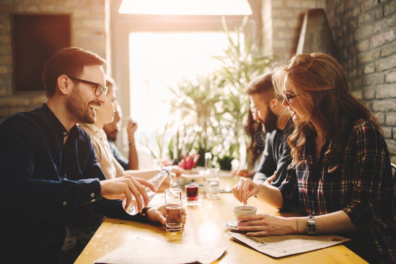 Happy Colleagues from Work Socializing in Restaurant Stock Image ...