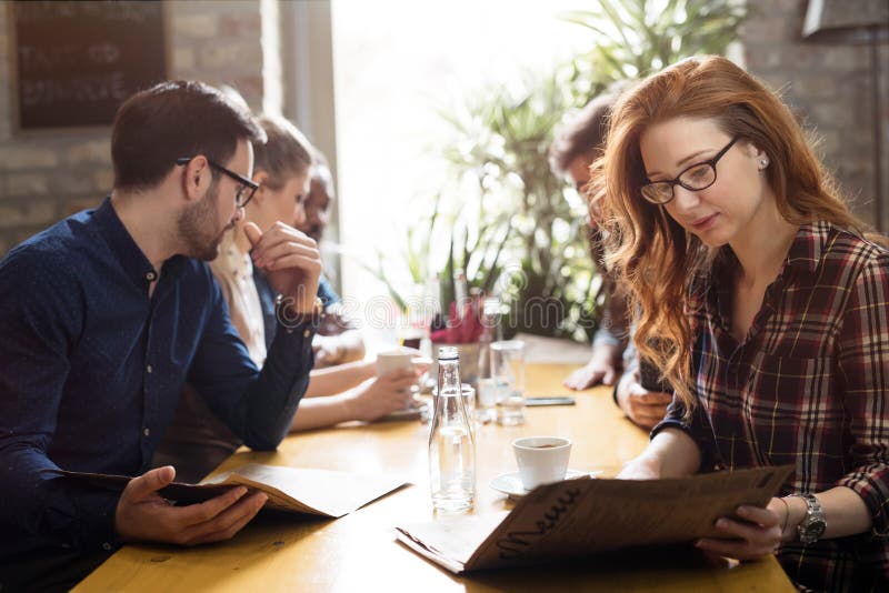 Happy Colleagues from Work Socializing in Restaurant Stock Image ...