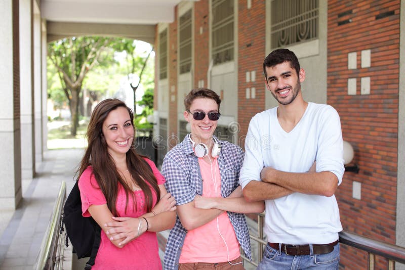 Happy College students stock image. Image of happy, media - 42592799