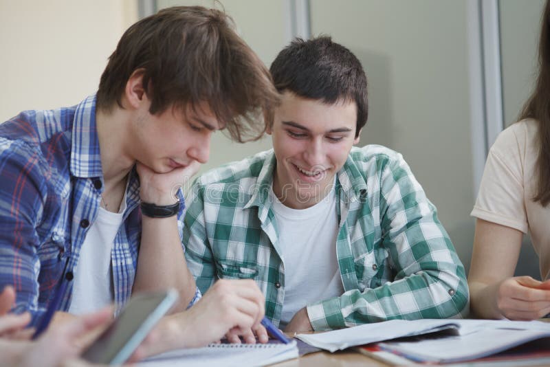 Happy College Students Talking in Class Stock Image - Image of learning ...