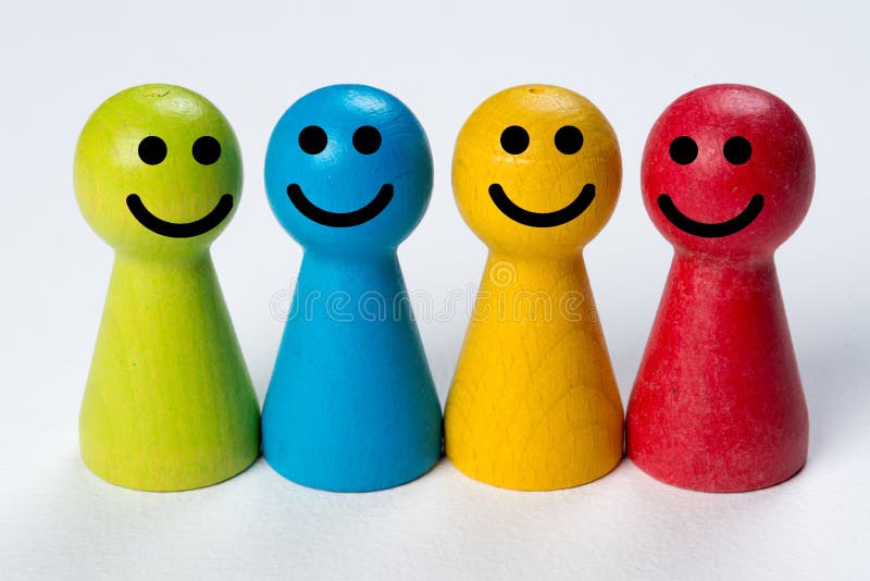 Happy Colored pawns stock image. Image of conceptual - 91750457
