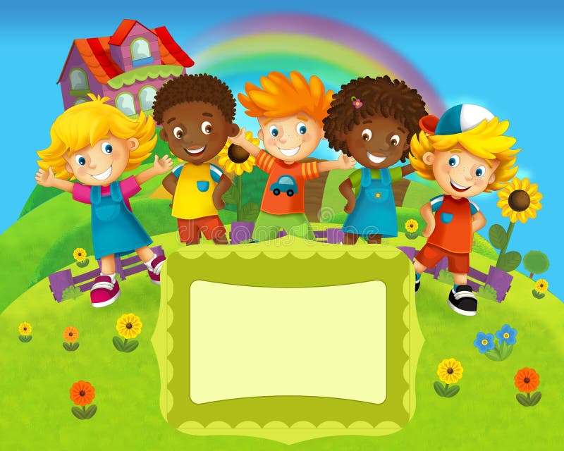 The Group of Happy Preschool Kids - Colorful Illustration for the ...