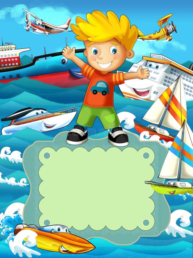 The Vehicles and the Sea - the Label with Kid - Illustration for the ...