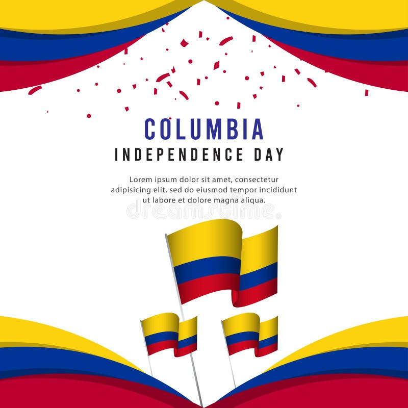 Happy Columbia Independence Day Celebration Poster Vector Template ...
