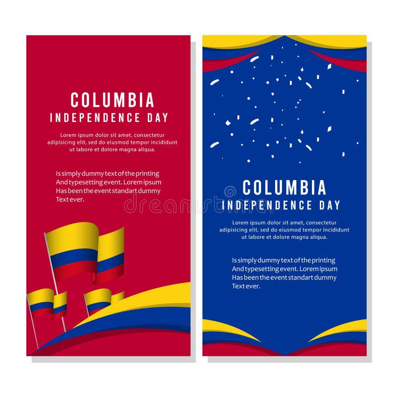 Happy Columbia Independence Day Celebration Poster Vector Template ...