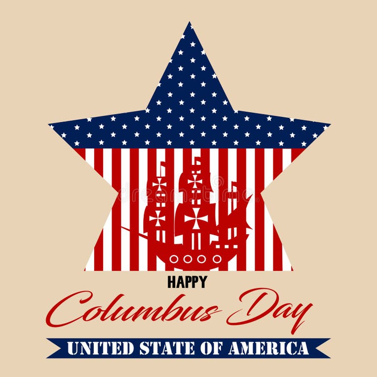 Happy Columbus Day Greeting Card Star Shape Stock Vector - Illustration ...
