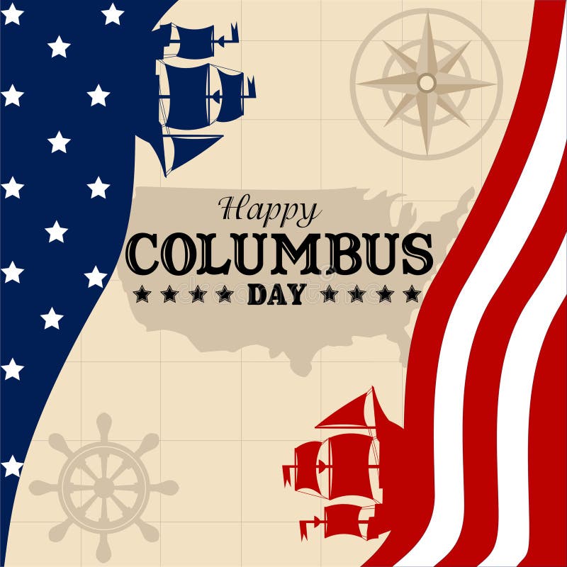 Happy Columbus Day Greeting Card Stock Vector - Illustration of banner ...