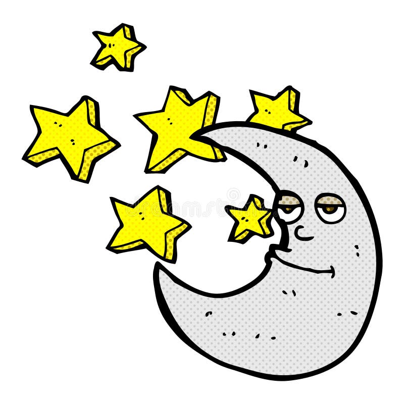 Happy comic cartoon moon stock illustration. Illustration of retro ...