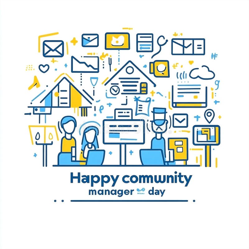 Happy Community Manager Day Celebration Illustration with Doodle ...