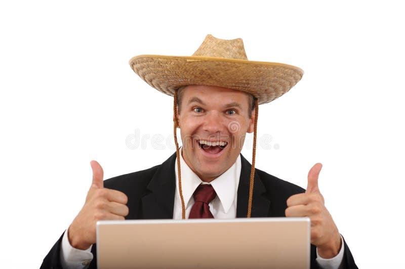 Happy Computer Man with Thumbs Up Stock Image - Image of lapels, lans ...