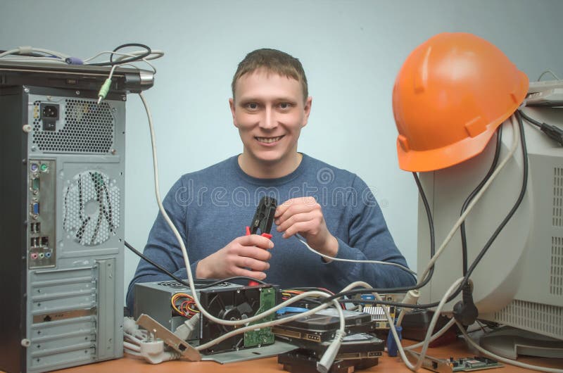 Computer Repairman. Computer Technician Engineer. Support Service ...