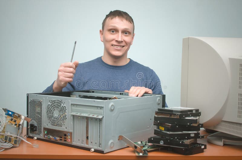 Computer Repairman. Computer Technician Engineer. Support Service ...