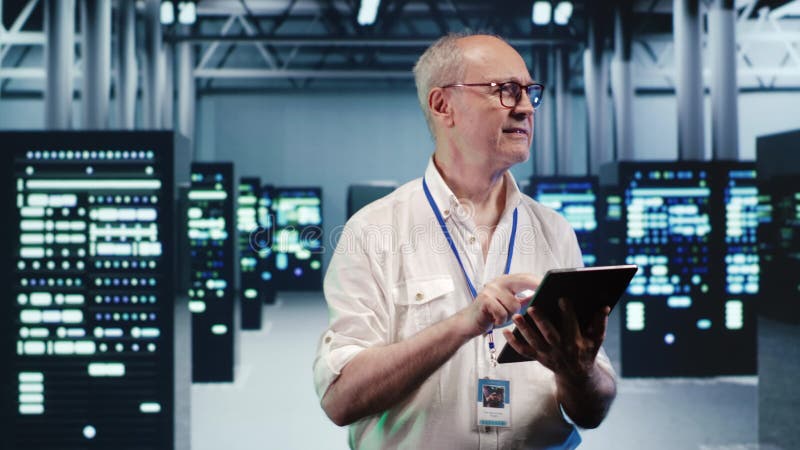 Happy Scientist Optimizes Data Center Stock Video - Video of repair ...