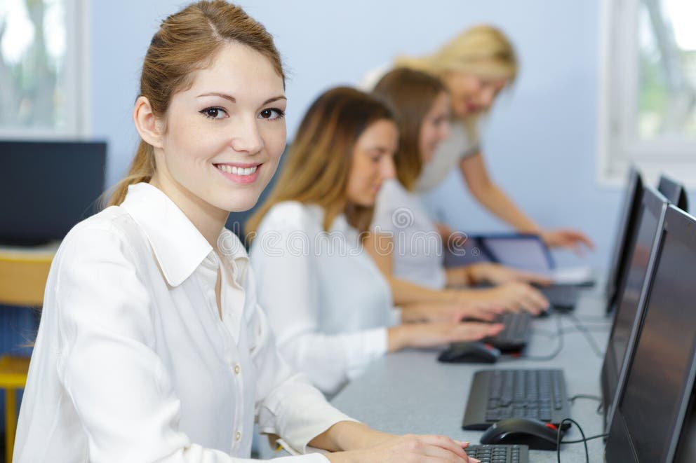 Happy Computer Secretarial Studies Stock Image - Image of women ...