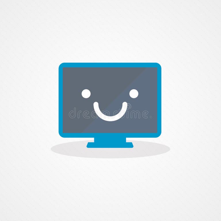 Happy Computer. Vector Illustration, Flat Design Stock Vector ...