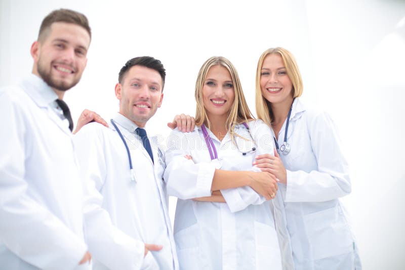 Happy and Confident Team of Doctors Posing on Camera Stock Image ...