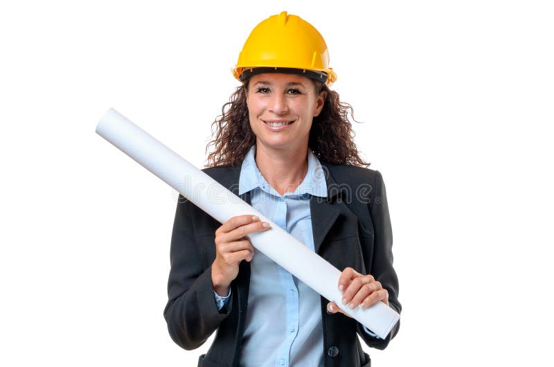 Happy Confident Young Female Architect Stock Image - Image of ...