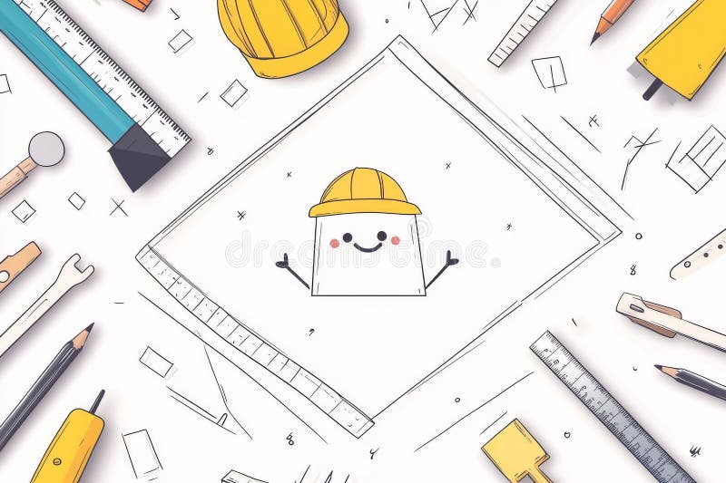 Happy Construction Blueprint Illustration Stock Illustration ...