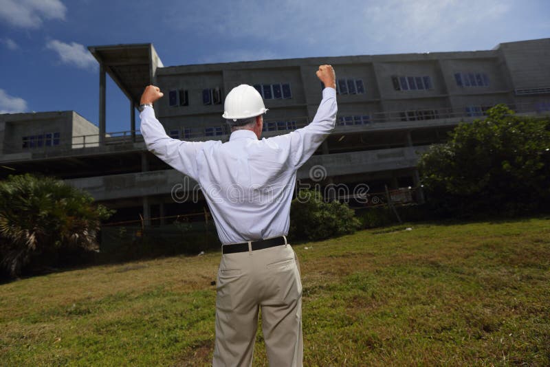Happy Construction Contractor at a Site Stock Photo - Image of concrete ...