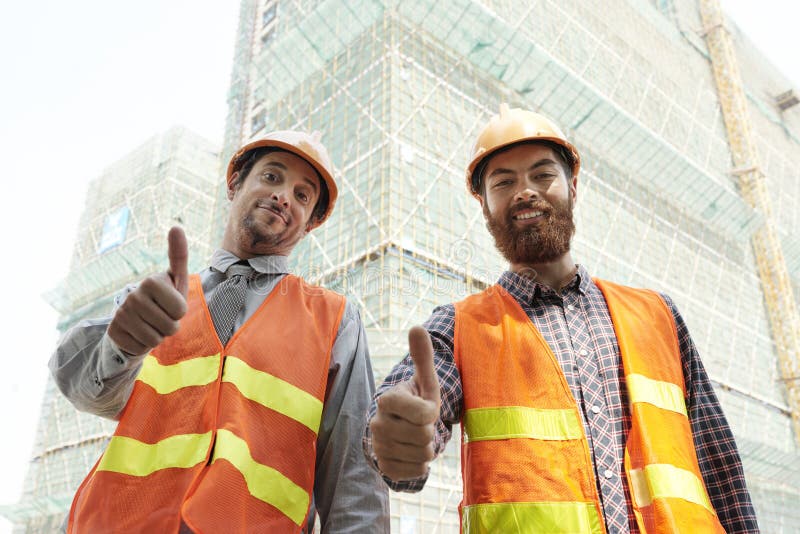 Happy Construction Site Workers Stock Photo - Image of success, civil ...