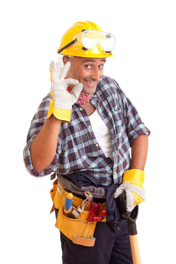 Happy construction worker stock photo. Image of expression - 16060568