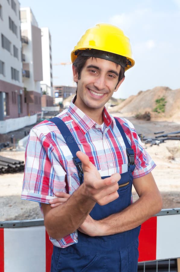 Friendly Construction Worker in Front of His Excavator Stock Photo ... Friendly Construction Worker in Front of His Excavator Stock Photo ...