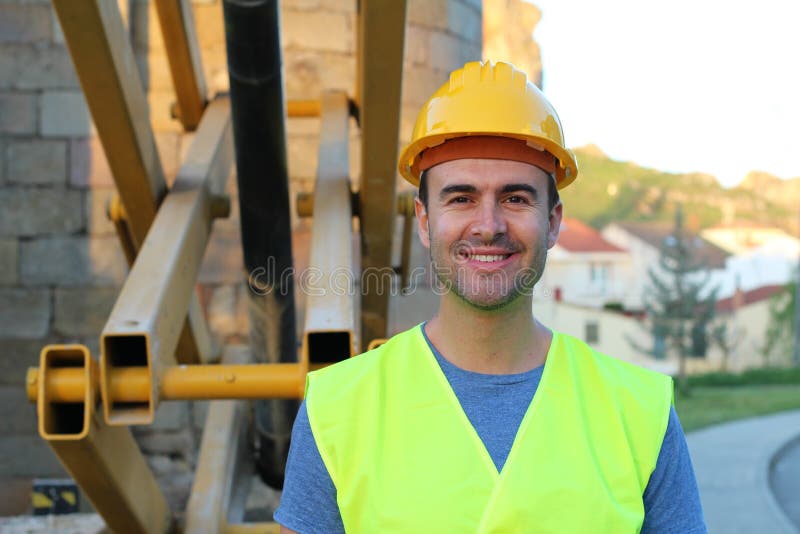 Happy Construction Worker Close Up Stock Image - Image of illegal ...