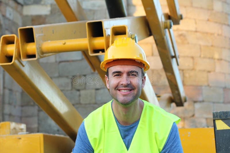 Happy Construction Worker Close Up Stock Image - Image of heavy, person ...